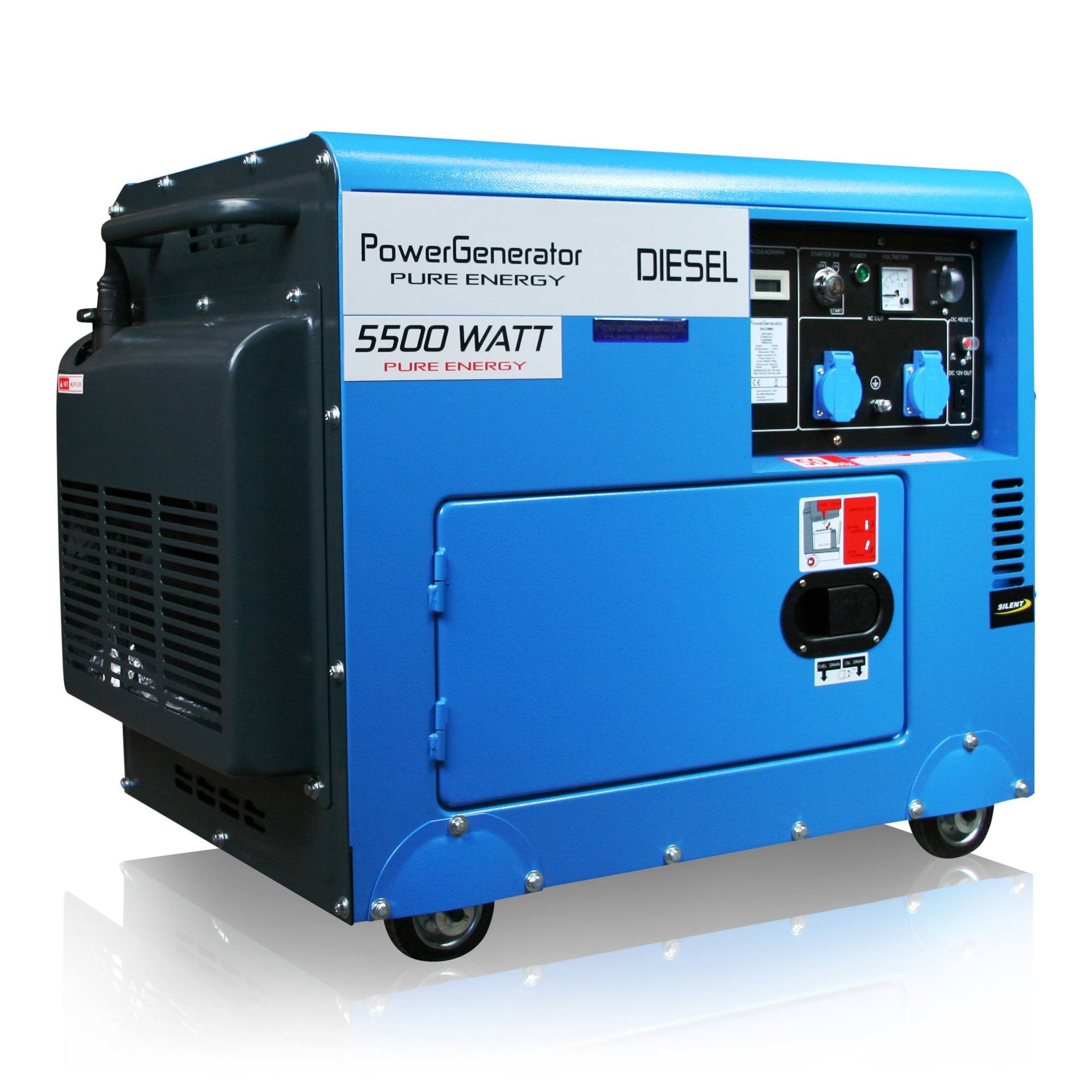 Diesel Generator 5.500W 230V Aut. start ved Strømsvigt